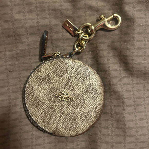 Coach | Accessories | Coach Signature Canvas Circular Coin Pouch Bag ...